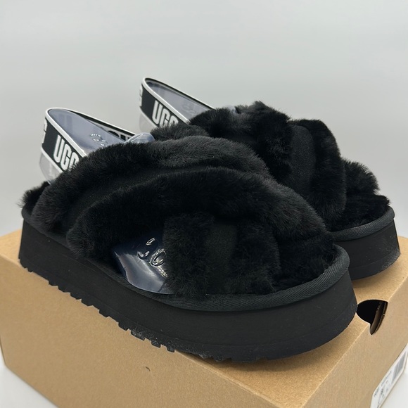 UGG | Shoes | Ugg Disco Cross Genuine Shearling Slide Sandals Slippers ...
